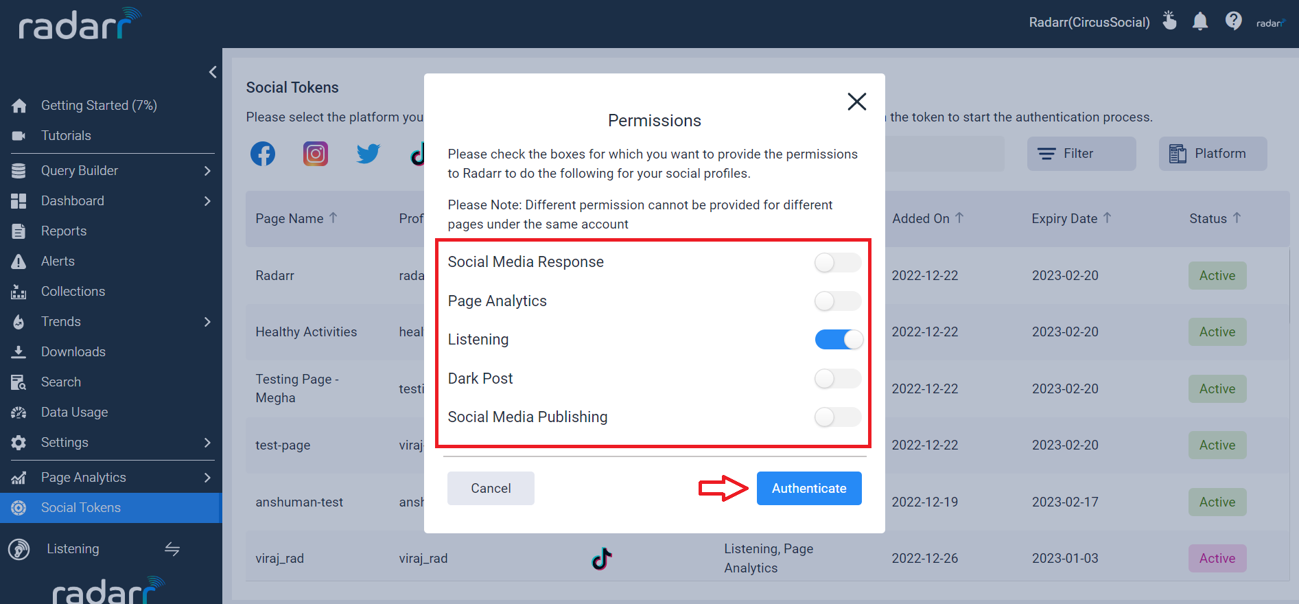 Instagram Token Authentication - Radarr by Genesys Support and Knowledge Base